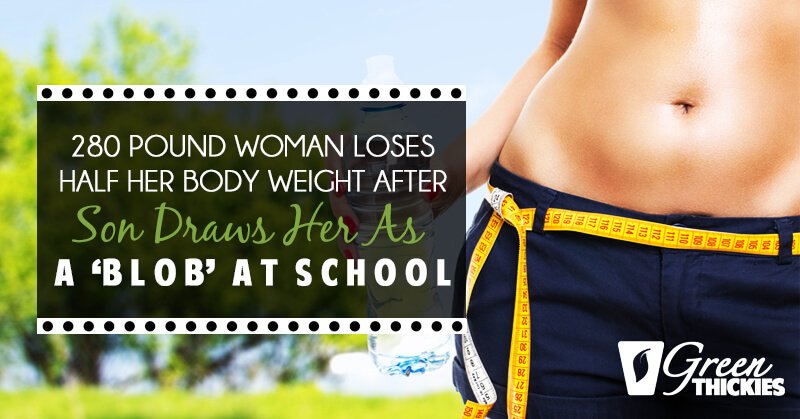 280 Pound Woman Loses Half Her Body Weight After Son Draws Her As A ...
